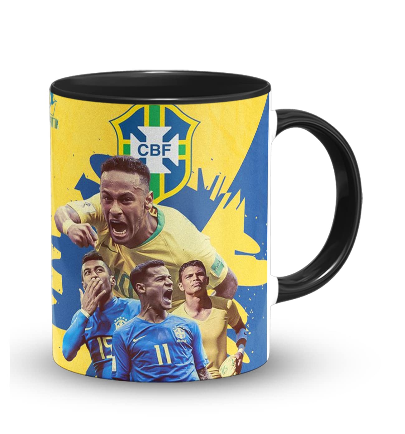 Buy The Desi Monk Neymar for Brazil Printed Inside Black Mug with Print ...