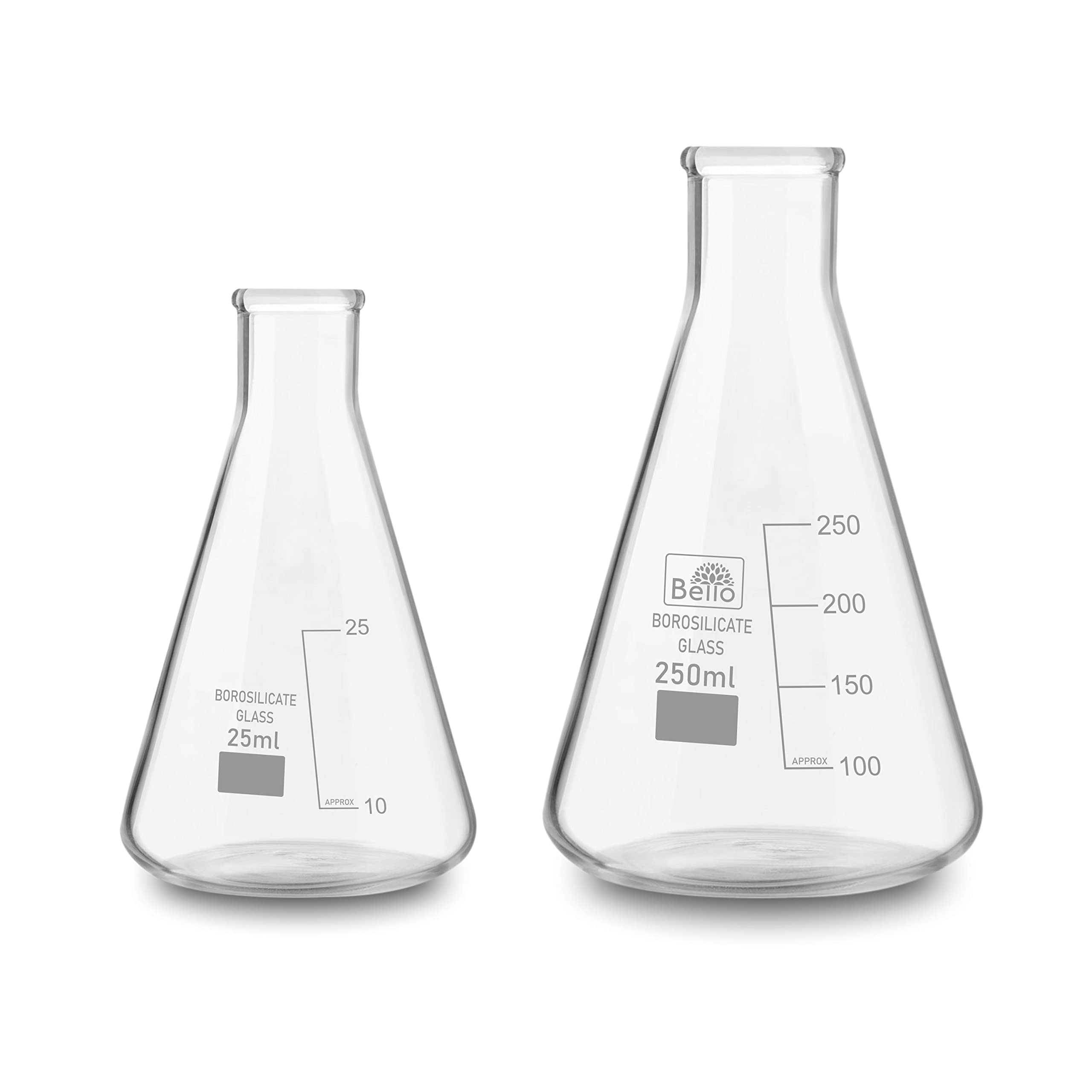 Buy Bello Borosilicate 3.3 Glass Conical Flask 25ml, 250ml with ...