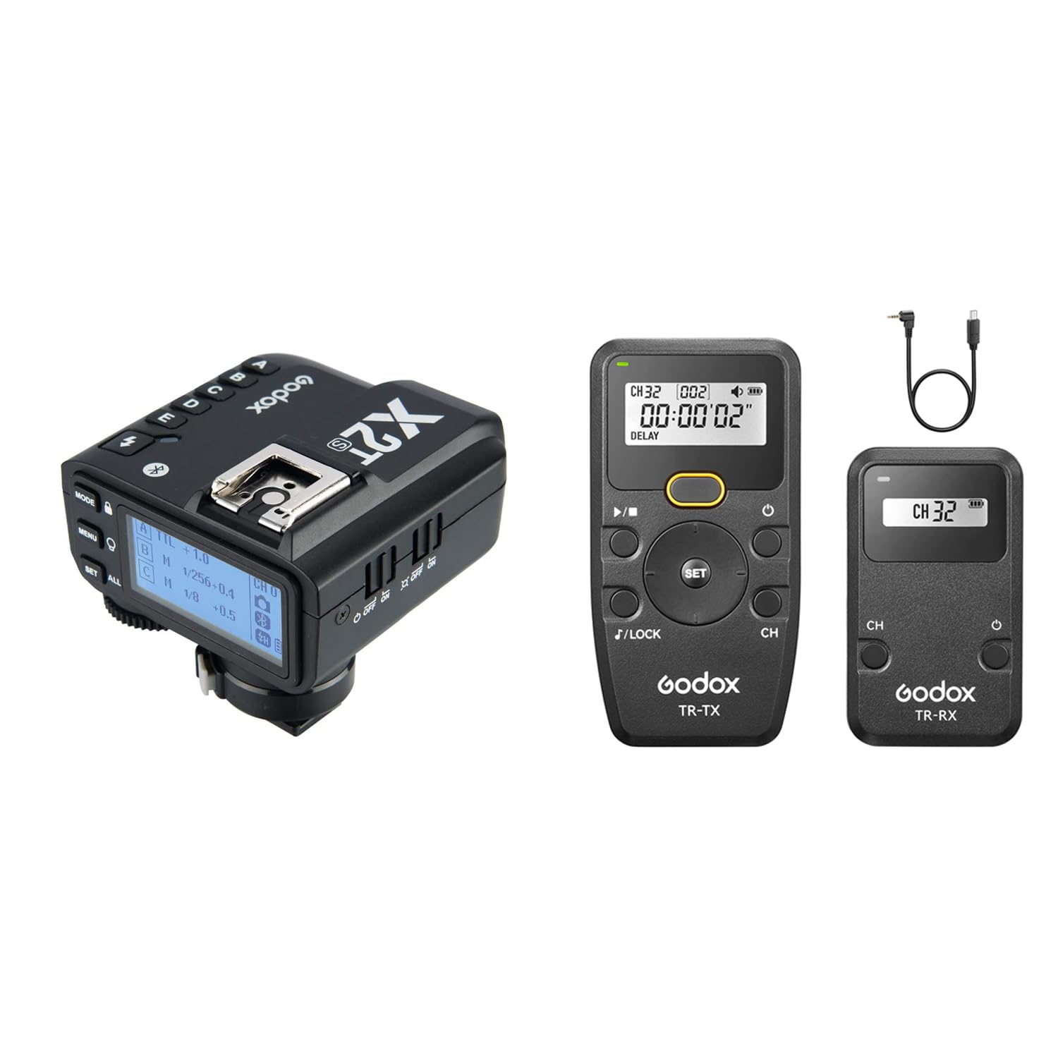 Amazon.com : Godox X2T-S 2.4G Wireless Flash Trigger with Godox TR-S2 Remote Shutter Release for ...
