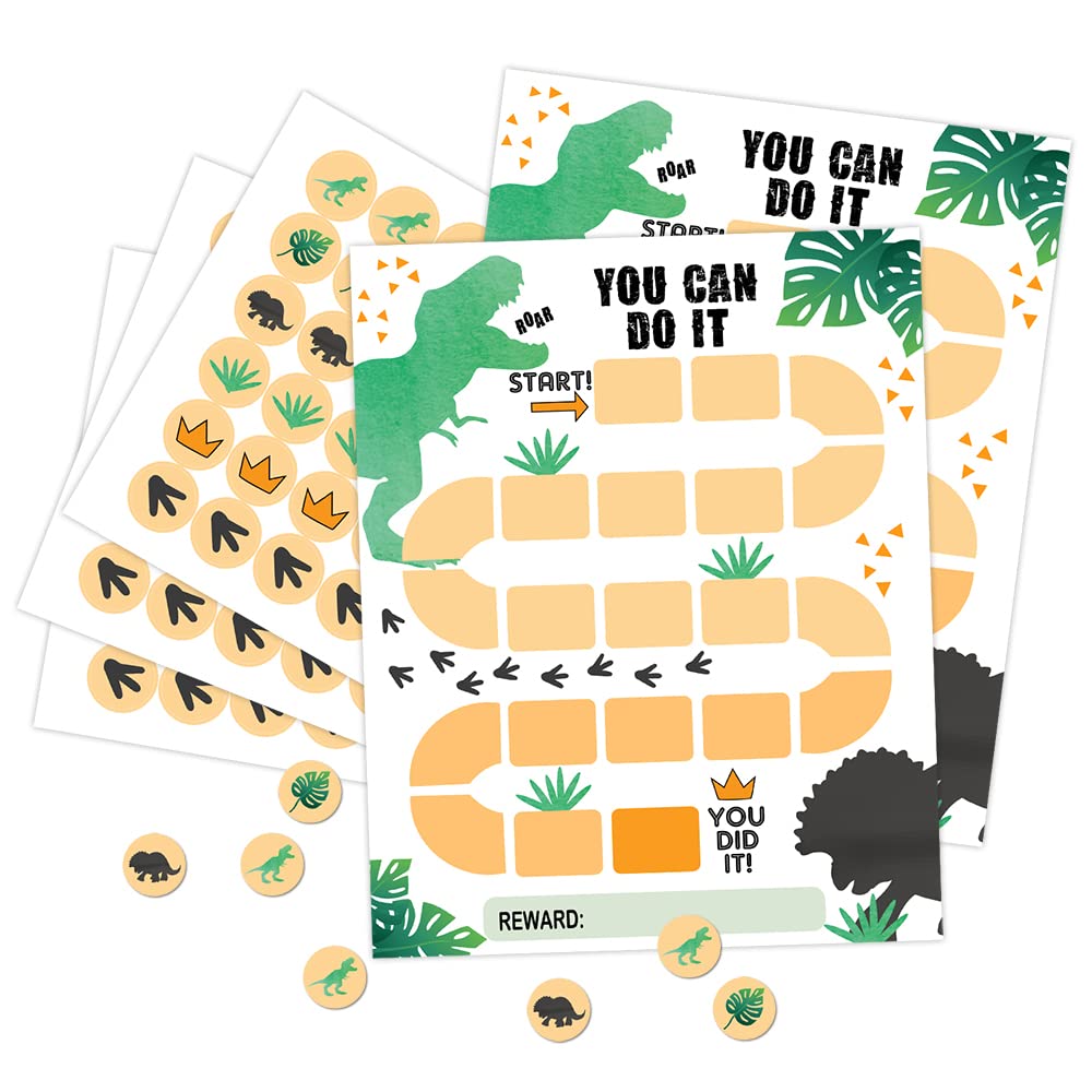 Dinosaur Reward Chart with Matching Round Themed Sticker, Task Reward ...