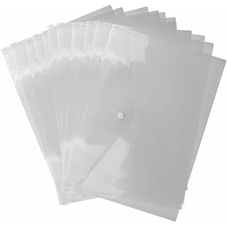 120 x A4 Document Folder Plastic Clear Popper Envelope Stud Wallet ...