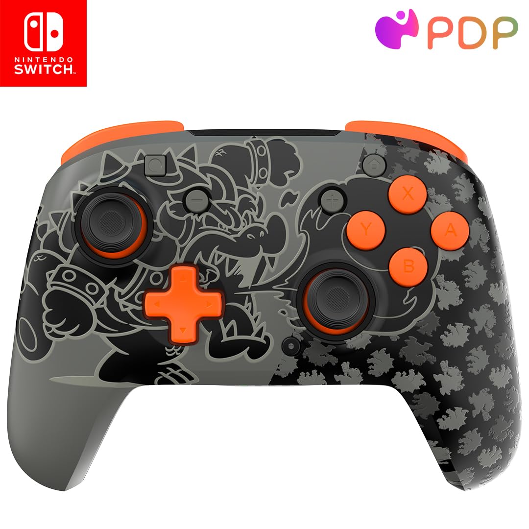 Amazon.com: PDP REMATCH GLOW Wireless Controller: Blackout Bowser (with ...