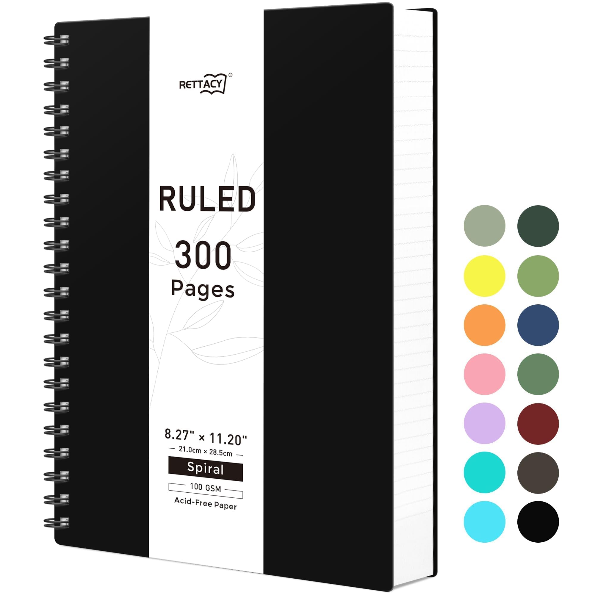 RETTACY Spiral Notebook - A4 College Ruled Notebook with 300 Pages ...
