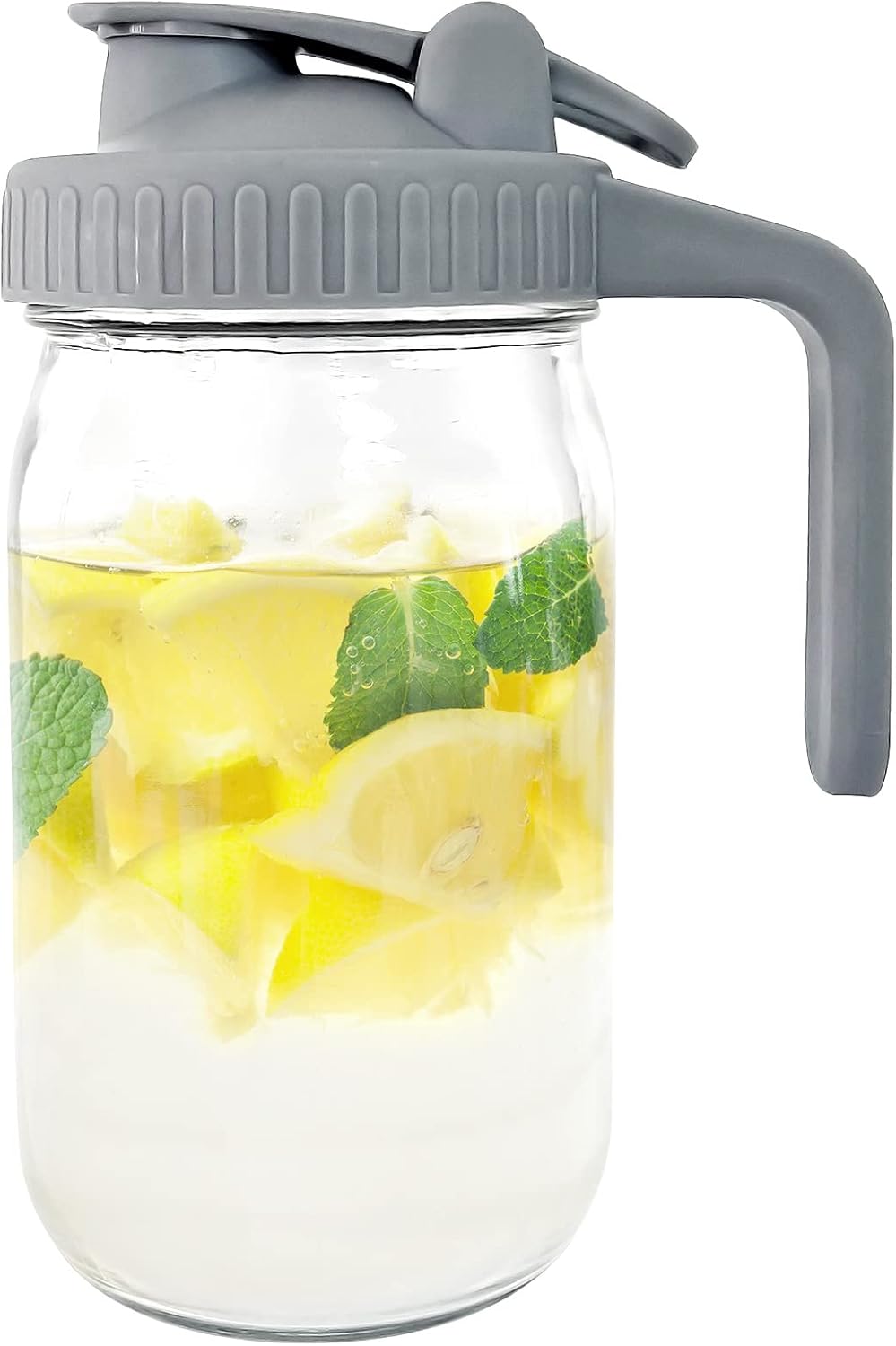 Amazon.com: Mason Jar Pitcher with Pour Spout Handle Lid, 32 oz Thick ...