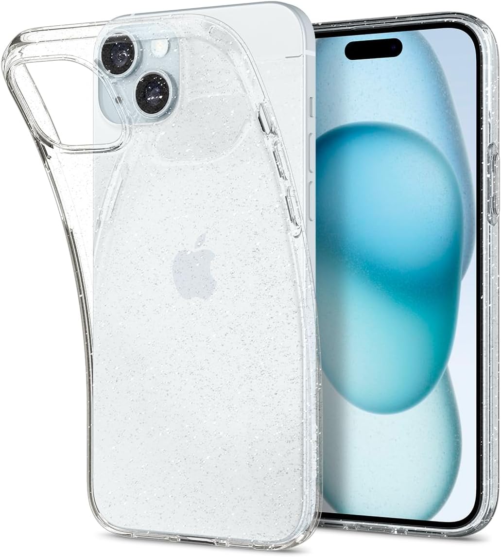 Spigen Liquid Crystal Glitter Back Cover Case Compatible with iPhone 15 (TPU | Crystal Quartz ...