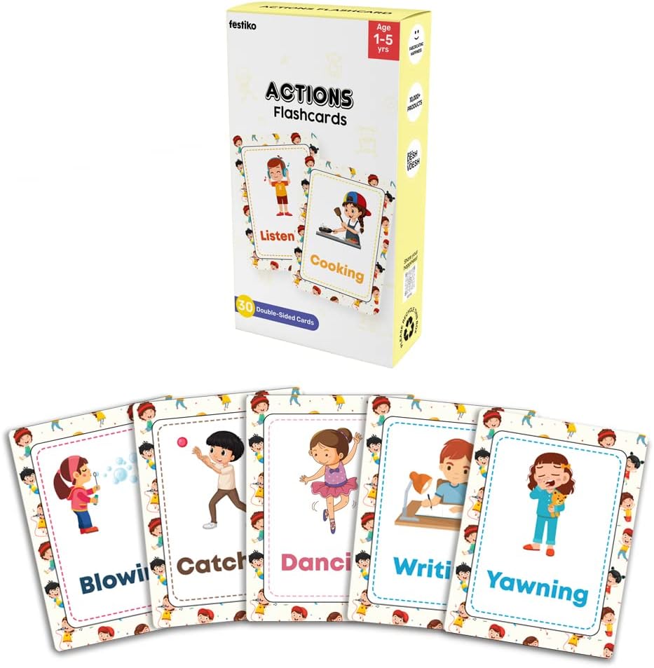 Buy Festiko® 1 Set of 30 Pcs Action Flash Cards, Action Flash Cards for ...