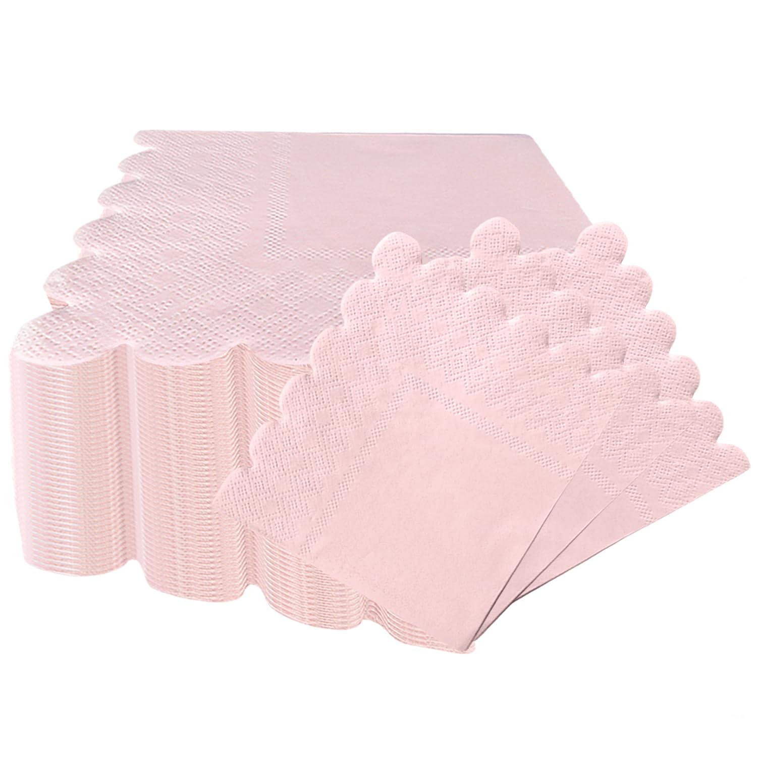 Amazon.com: 50 Pieces 3-ply Light Pink Napkin Disposable Scalloped ...