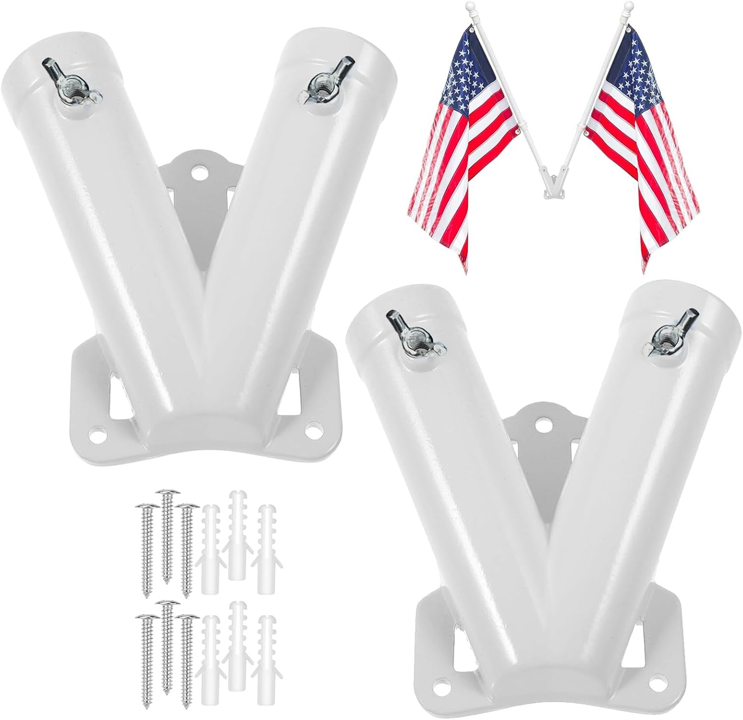 Amazon.com : Double Flag Pole Bracket Holder, Flag Pole Holder for ...