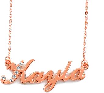 Amazon.com: Kayla Name Necklace 18K Rose Gold Plated Personalized ...