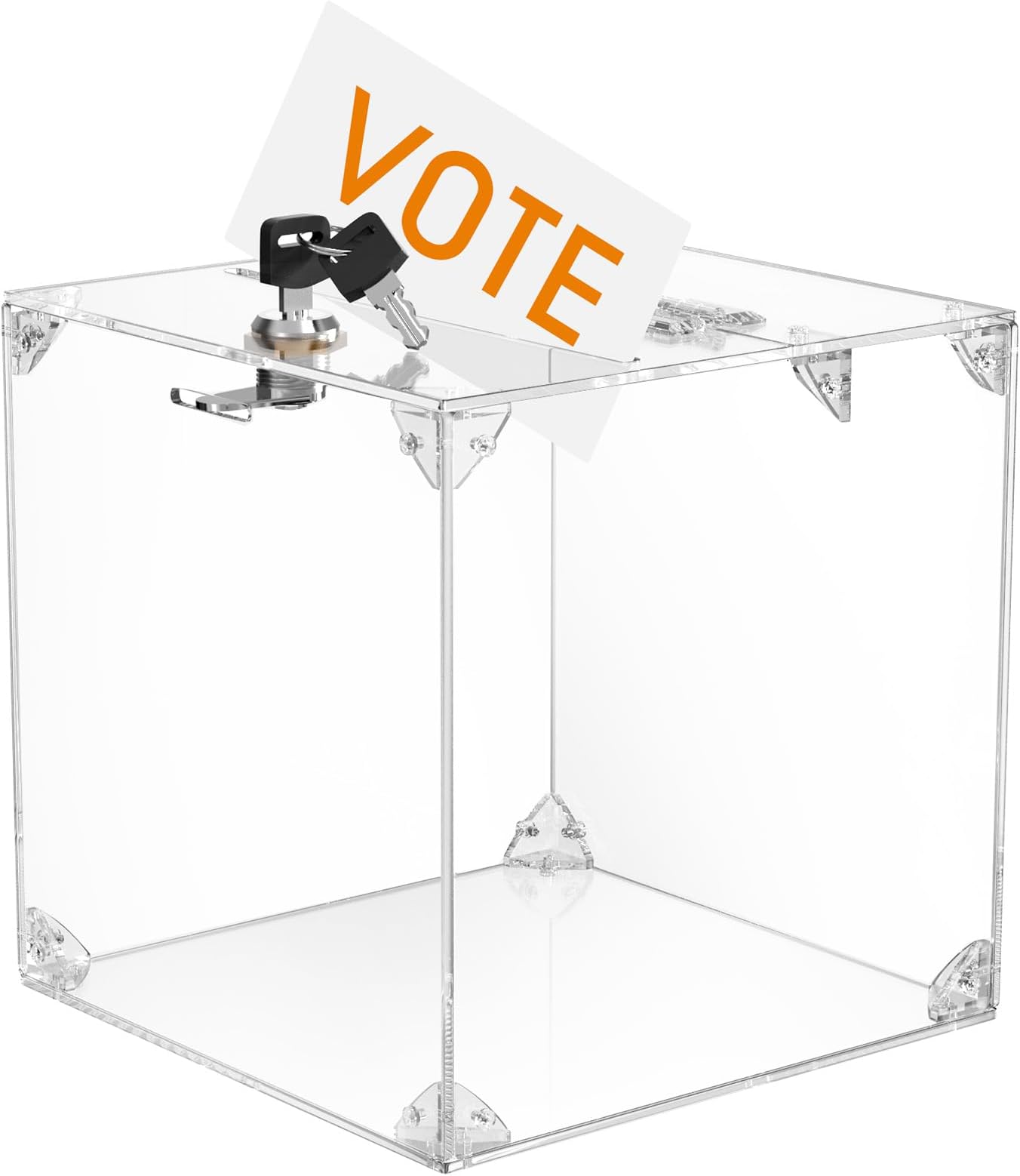 Amazon.com : VOISEN Clear Donation Box with Lock,Ballot Box with Sign ...