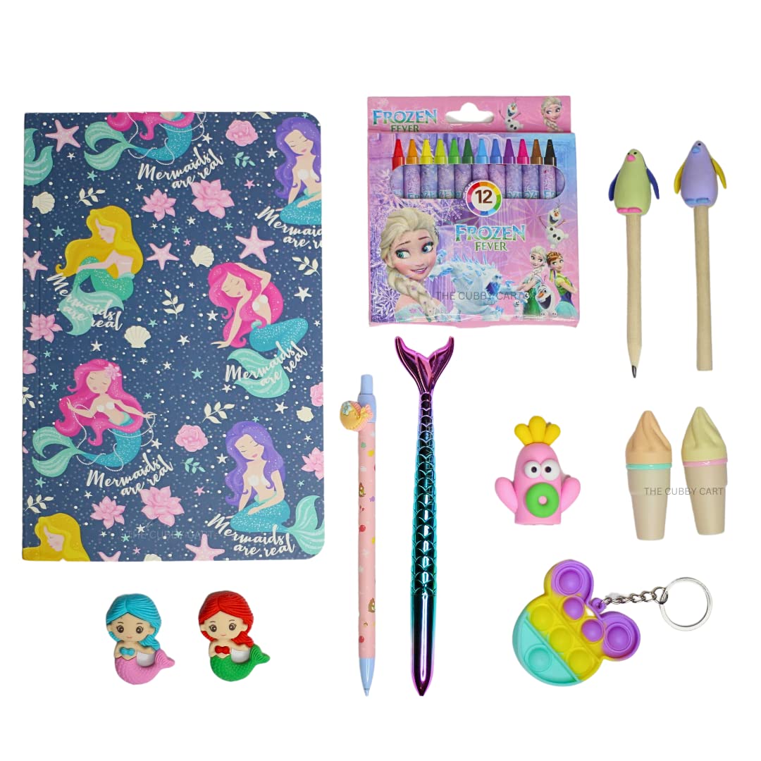 THE CUBBY CART 12 Pcs Mermaid Stationery Set/School Essentials/Kids ...