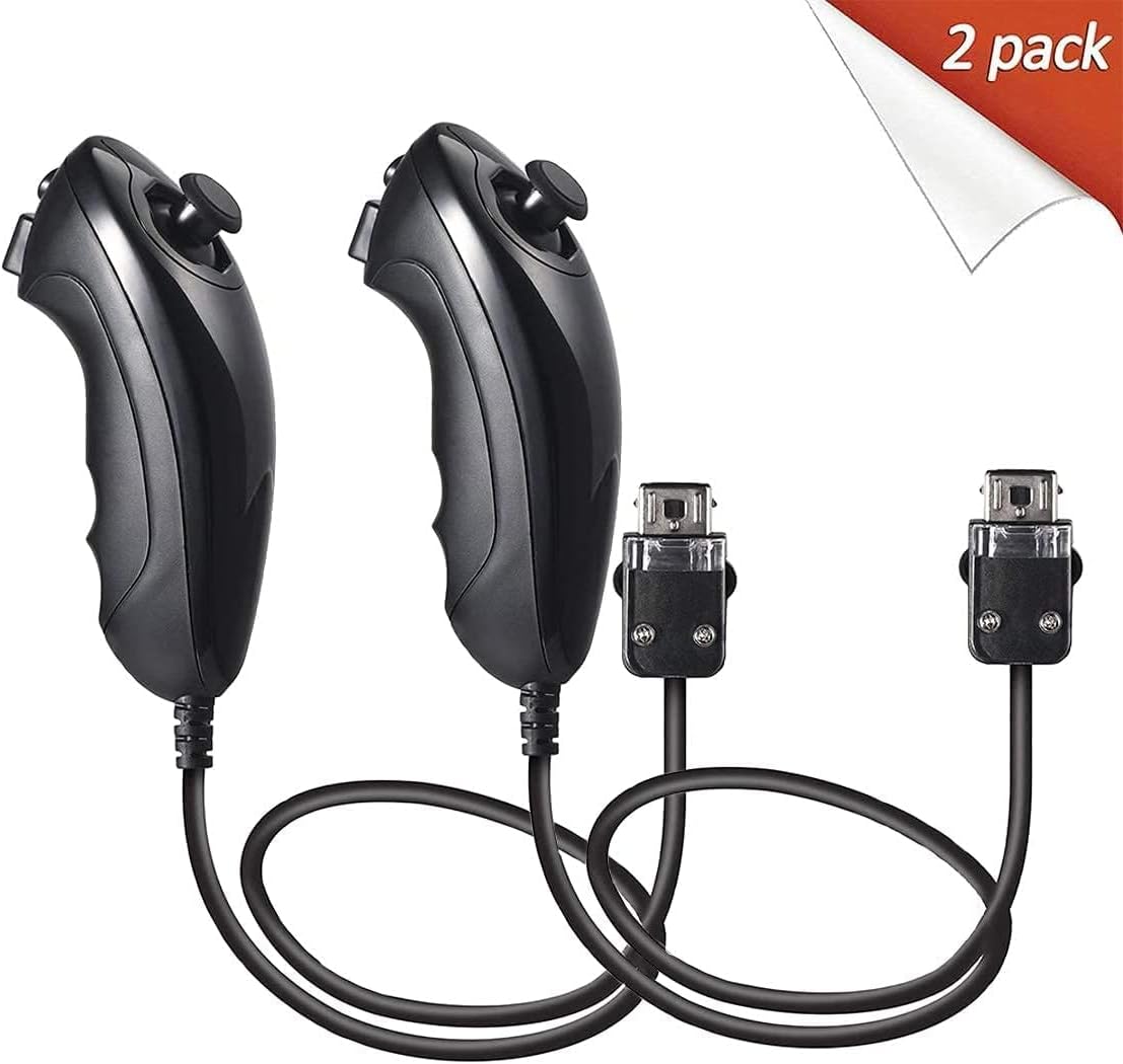 Wii Nunchuck Controller, 2 Pack Nunchuk Controllers Replacement Remote ...