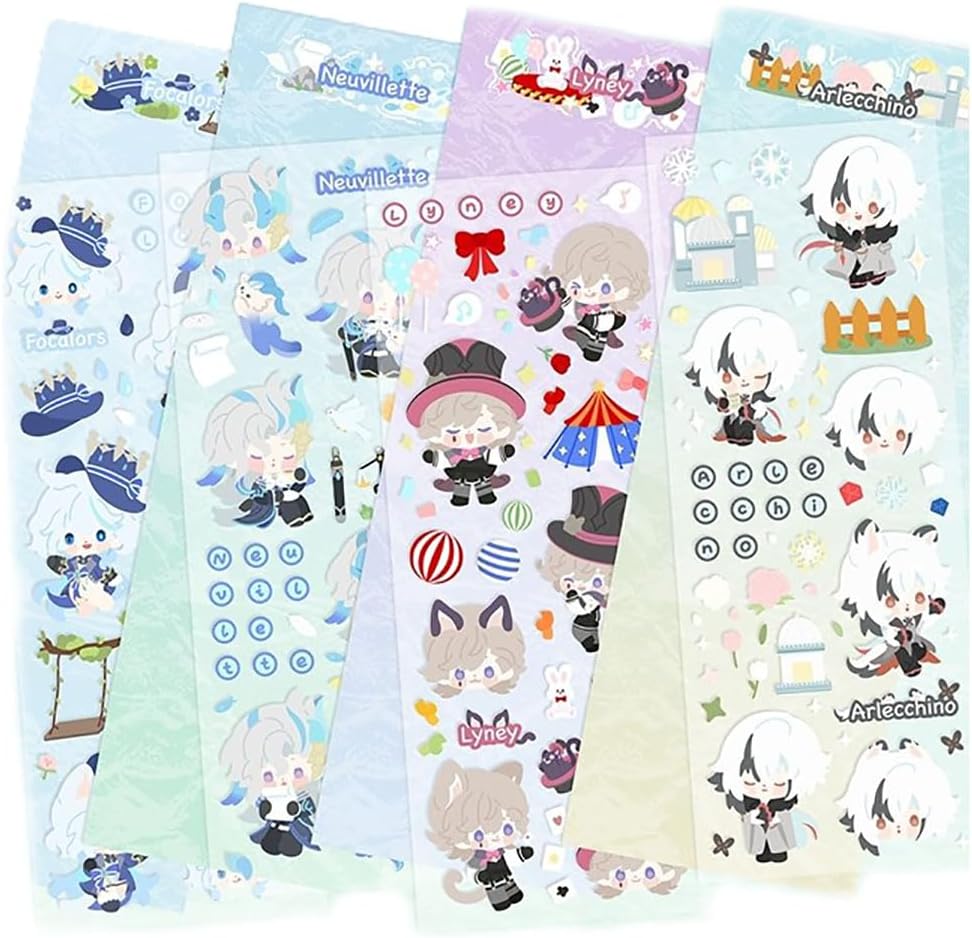 Amazon.com: Genshin Impact Stickers Furina Lyney Neuvillette Arlecchino ...