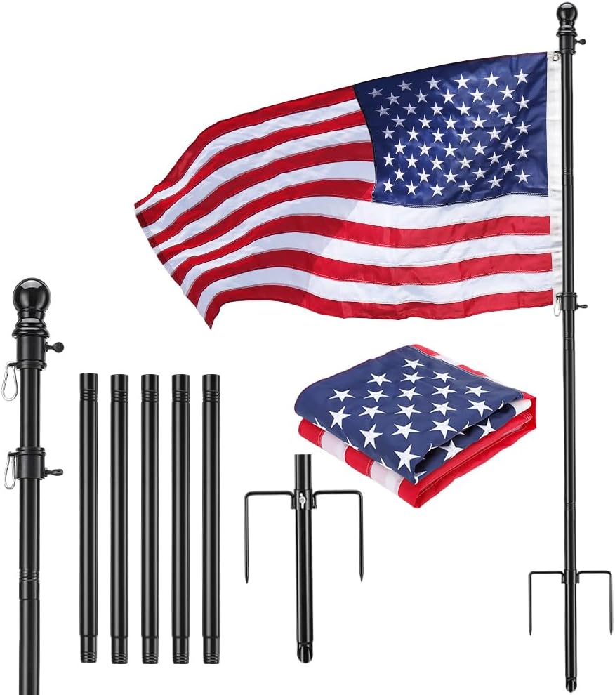 Amazon.com : Bird Twig Black Flag Poles for Outside in Ground 8FT ...