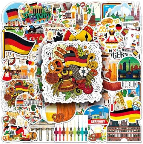 Amazon.com: Germany Stickers 50 Pcs Waterproof Aesthetic Funny Germany ...