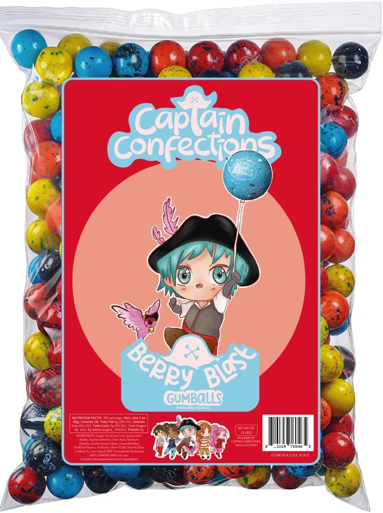 Amazon.com : 5lb Berry Blast Speckled Bubble Gumballs, Gumball Machine ...