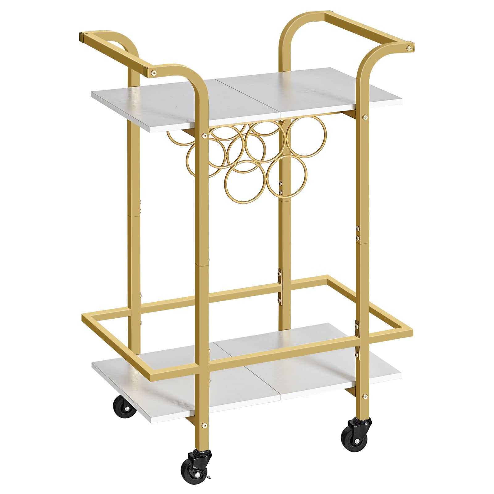 Buy HOOBRO Drinks Trolley on Wheels, Bar Cart Trolley, 2-Tier Kitchen ...