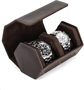 Amazon.com: Hiram Genuine Leather Hexagon Watch Roll Travel Case ...