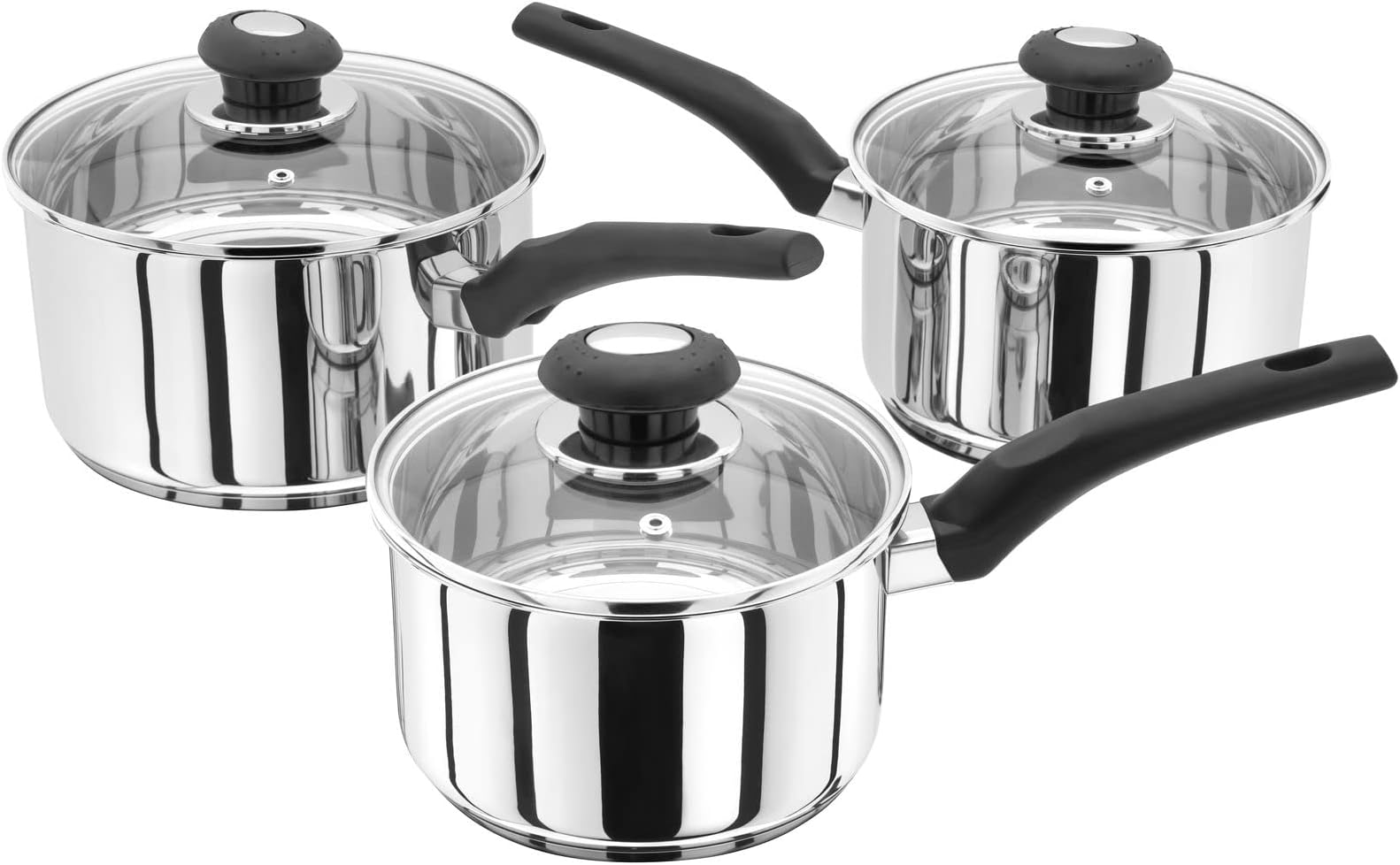 Judge Vista J3C2 5 Piece Saucepan Set with Draining Lids, Induction ...
