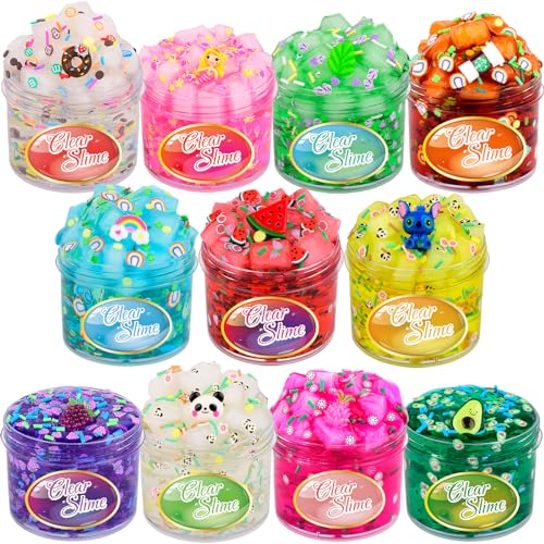 11 Pack Clear Slime Kit Crystal Jelly Cubes Clear Slime Set for Kids ...