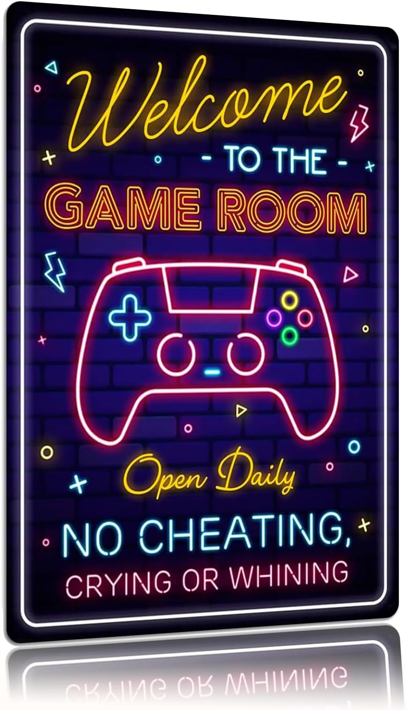 Amazon.com: CUUCTGDA Gaming Room Metal Sign Gamer Wall Decor For Boys ...