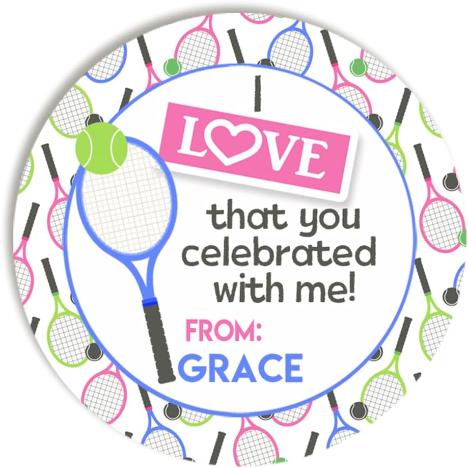 Amazon.com: Personalized Tennis Birthday Stickers – 40 2 Inch Tennis ...
