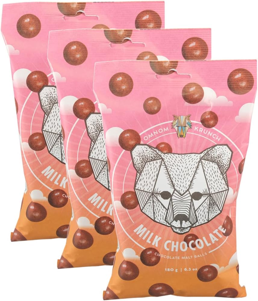 Amazon.com : OmNom Krunch Milk Chocolate | Milk Chocolate Covered Malt ...