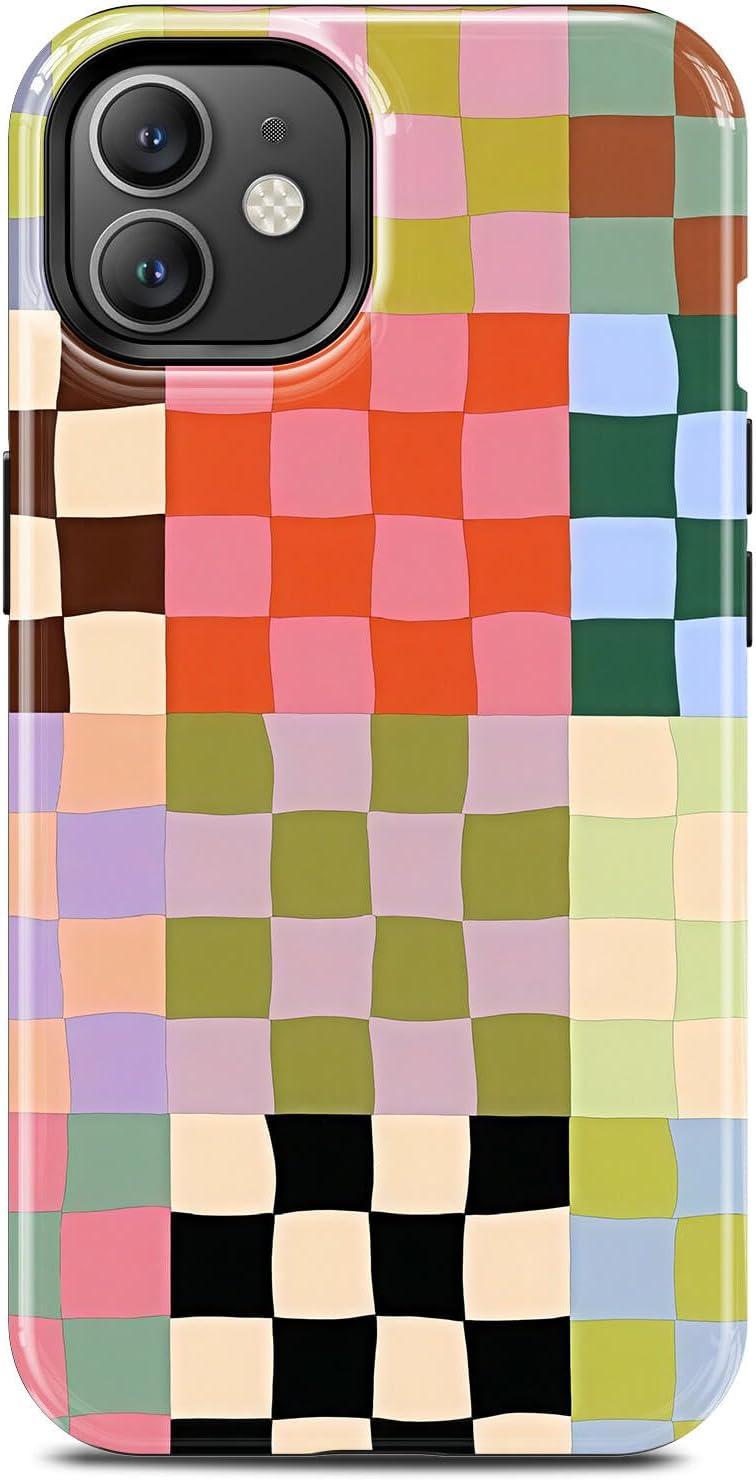 Amazon.com: Colorful Checkered Phone Case for iPhone 12 & iPhone 12 Pro ...