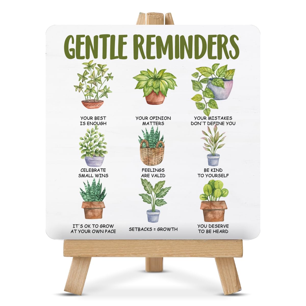Amazon.com: Gentle Reminders Mental Health Wood Sign with Easel Therapy ...