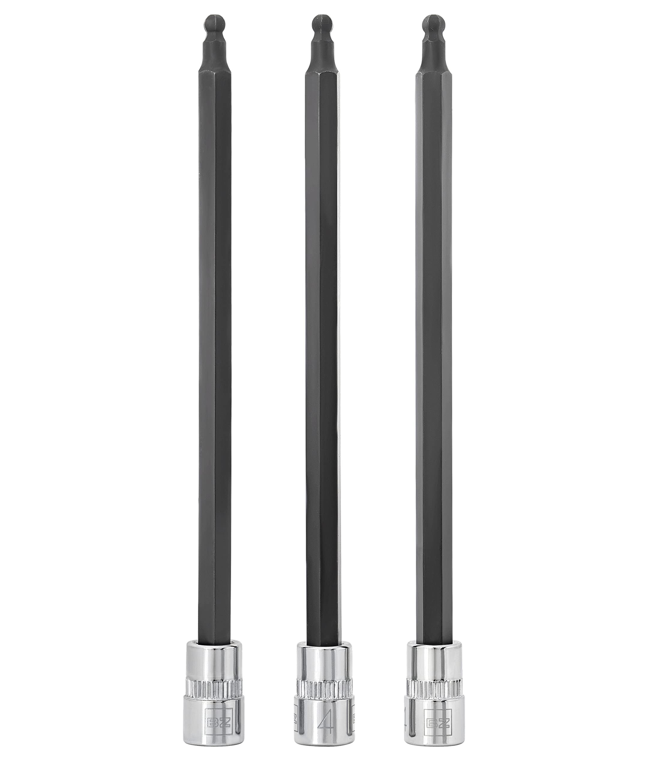 BRAZEN 4mm Hex Bit Socket/Allen Driver Three Pack (1/4" Drive, Long ...