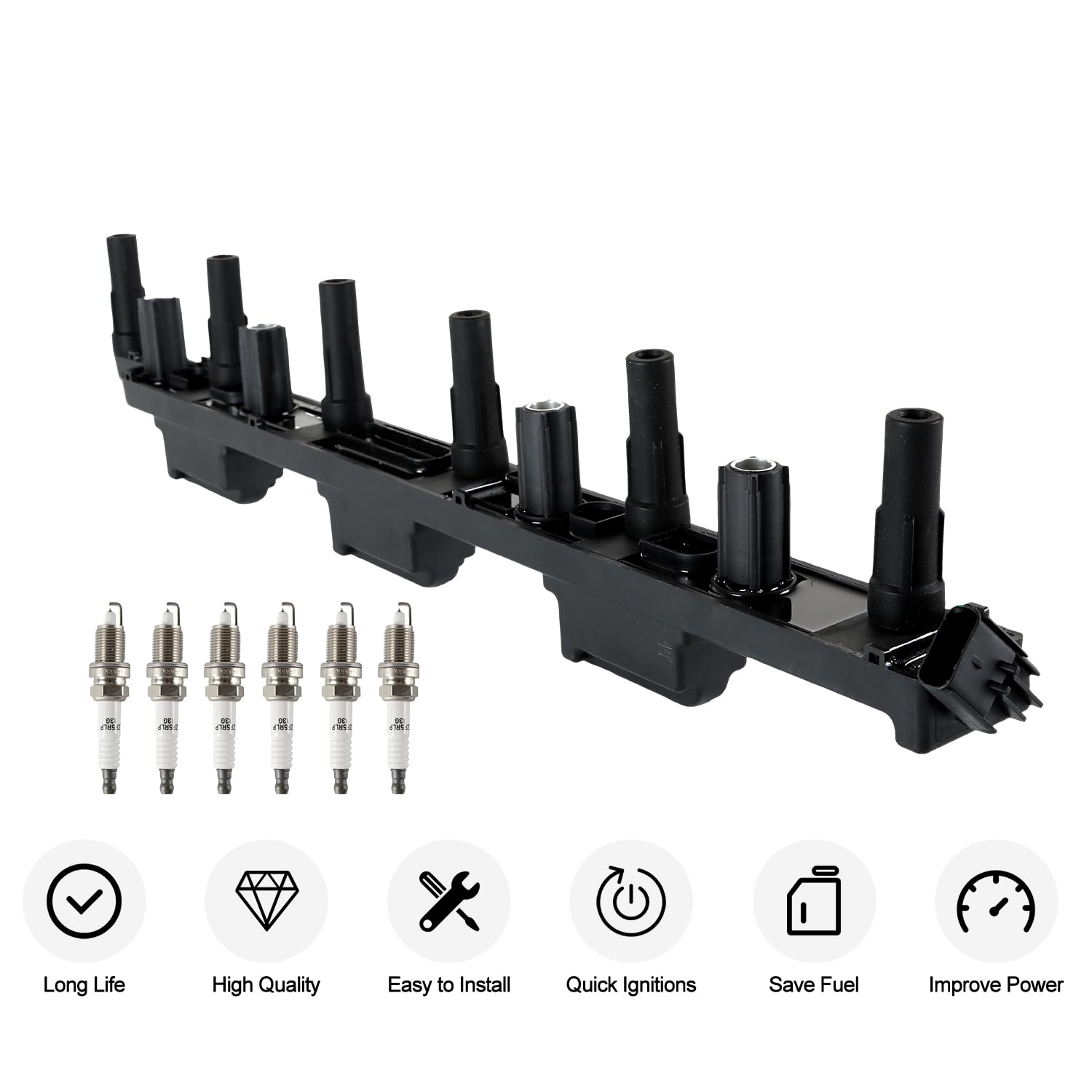 DEEGOOLY UF296 Ignition Coils Pack & Iridium Spark Plugs Compatible ...