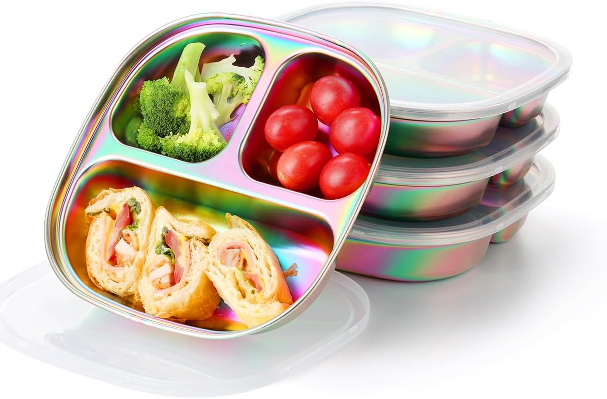 Amazon.com: Song & Co Stainless Steel Plates for Kids- Butterfly Design ...