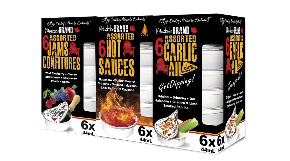 Muskoka Brand Gourmet Assorted Dip Pack, 3 Packs of 6 Assorted Garlic ...