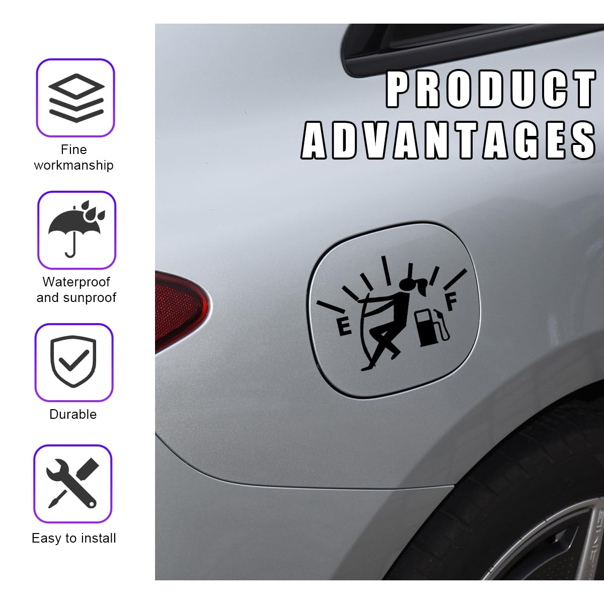 Snapklik.com : Ohleats Funny Car Fuel Tank Sticker, Waterproof EF Logo ...