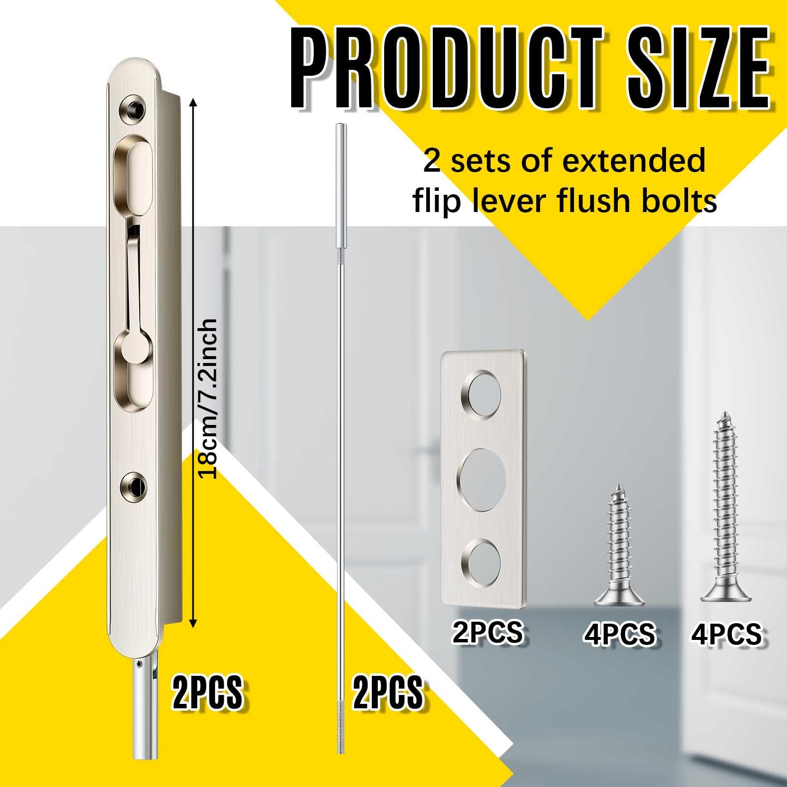 Snapklik.com : Blulu 2 Pcs 18 Inch Extended Flip Lever Flush Bolt For ...