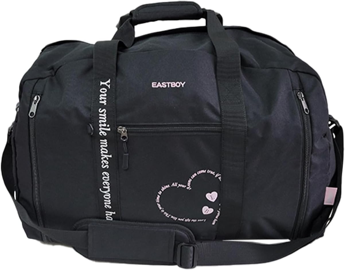 Amazon | EASTBOY イーストボーイ ボストンバッグ 50L 48L 拡張 2泊3日 3泊4日 女子 女の子 修学旅行 林間学校 宿泊学習 ブラック | ボストンバッグ