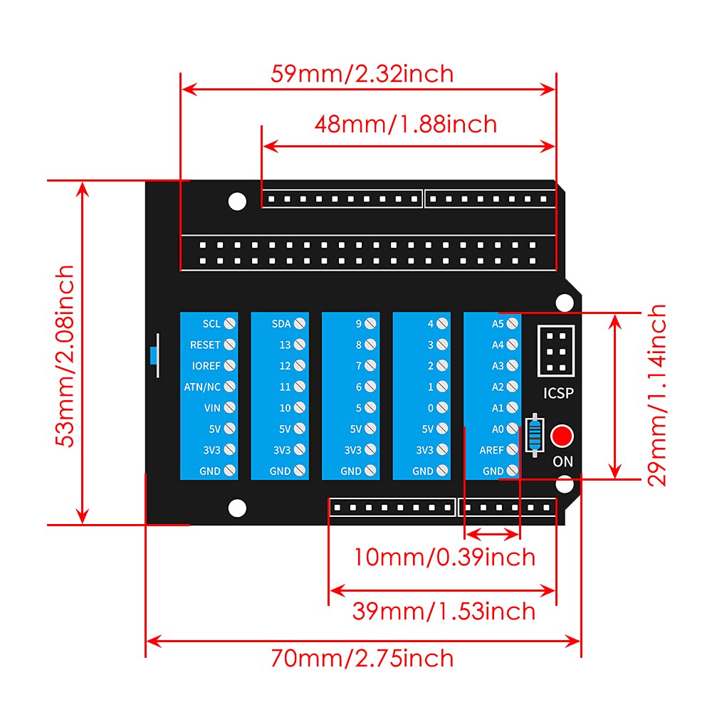 Geeekpi Arduino Screw Terminal Hat For Arduino Uno Gpio Screw Terminal Block Breakout Module