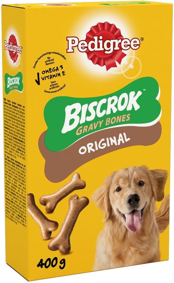 PEDIGREE Biscrok Gravy Bones Biscuits Original Dog Treats 400g (Pack of ...