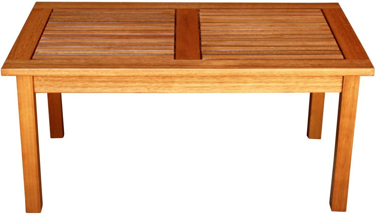 Amazon.com: Coffee Table 35 Inch Solid Wood Natural Brown Water ...