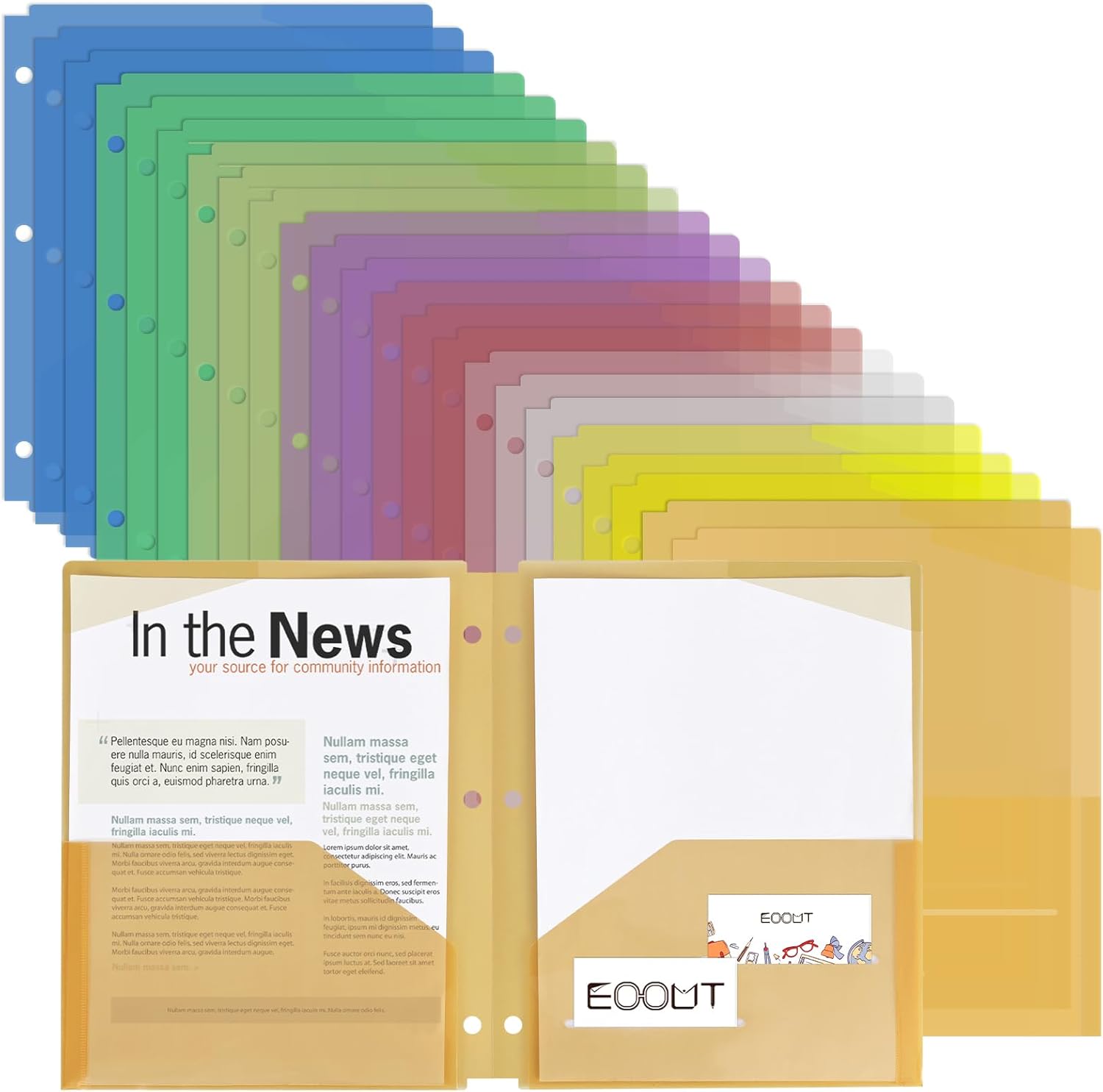 Amazon.com : EOOUT 24pcs Folders with Pockets 3 Hole Punched, Folders ...