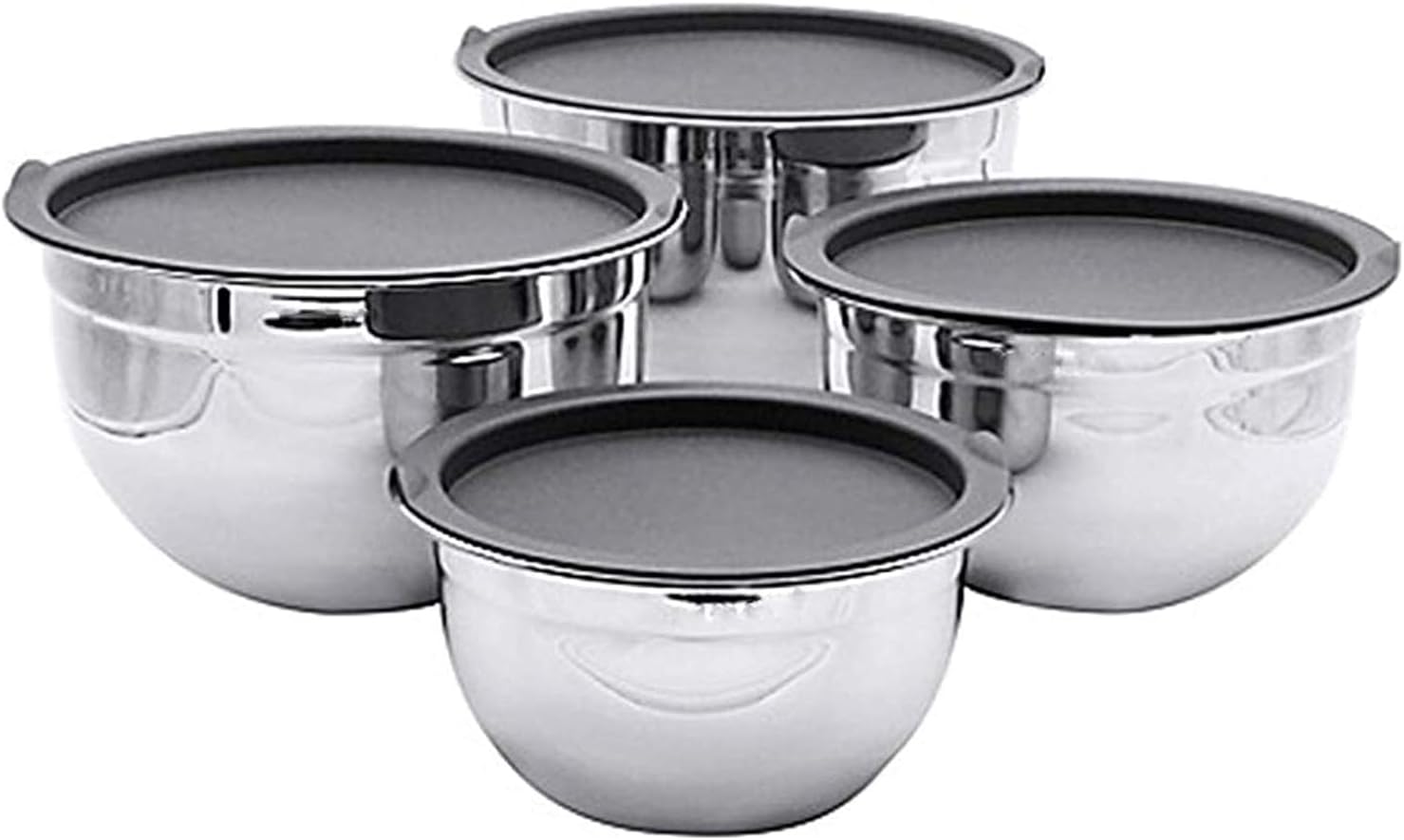 Amazon.com: Stainless Steel Bowl Set with Lid, 4 Pieces, Silver: Home ...