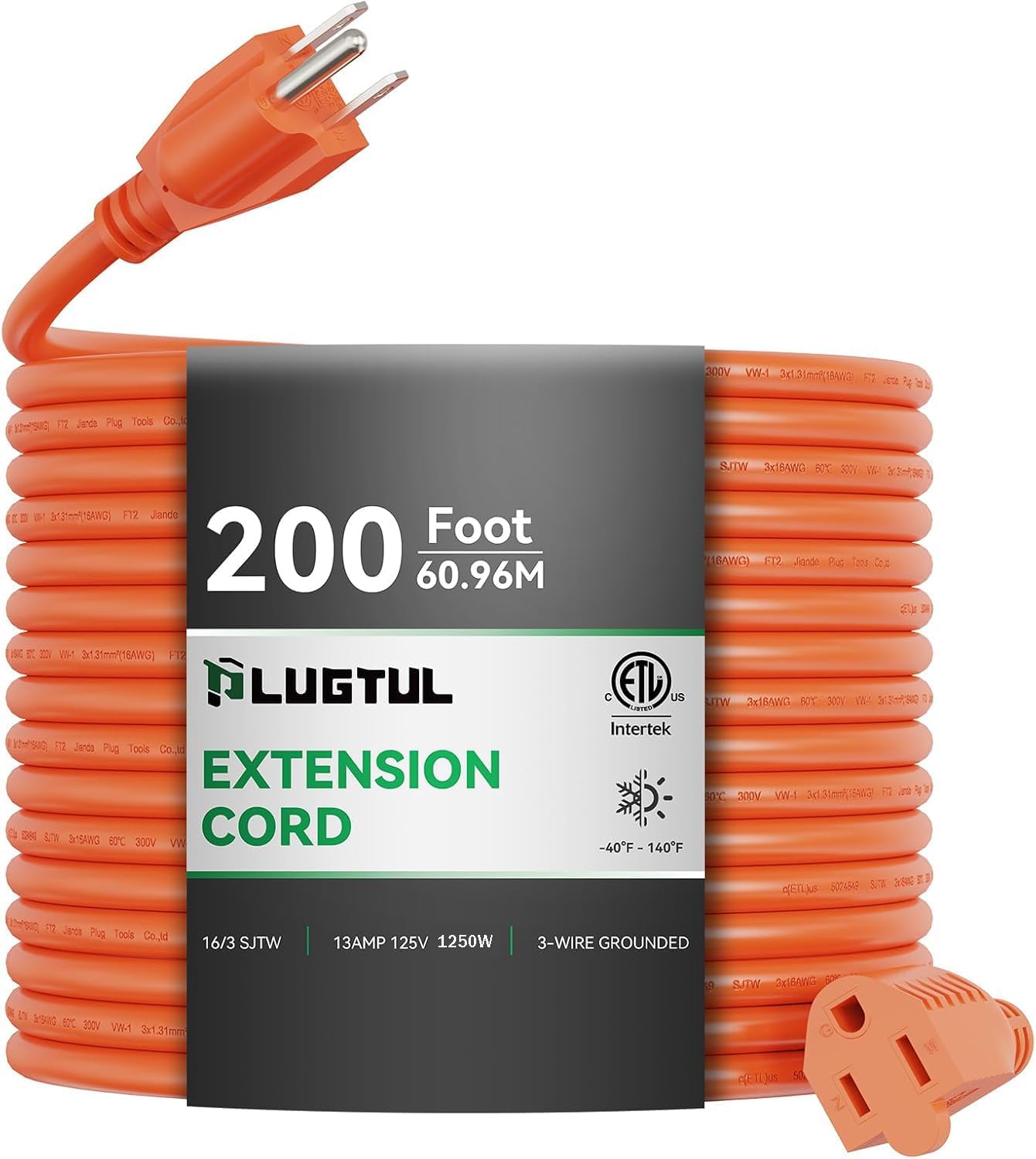 Amazon.com: Outdoor Extension Cord 200 FT Waterproof, 16/3 Gauge Heavy ...