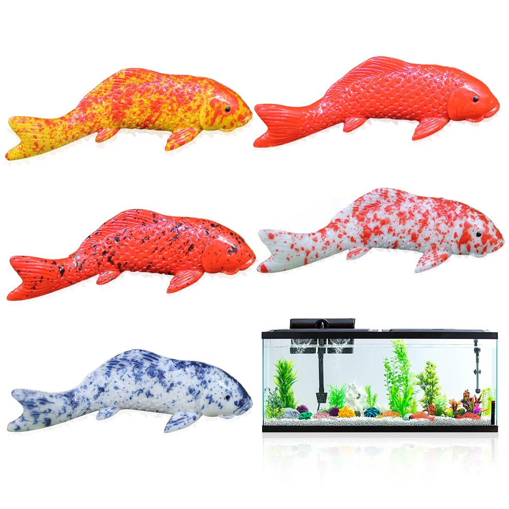 Muepuu 5 Pieces Artificial Floating Fish Statues Aquarium Goldfish Koi ...
