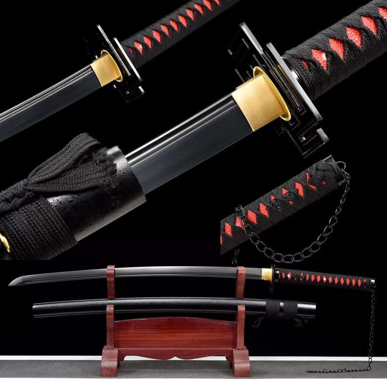 Buy SHZBZB Black Scabbard Black Blade Anime Skylock Zanzuki Handmade ...