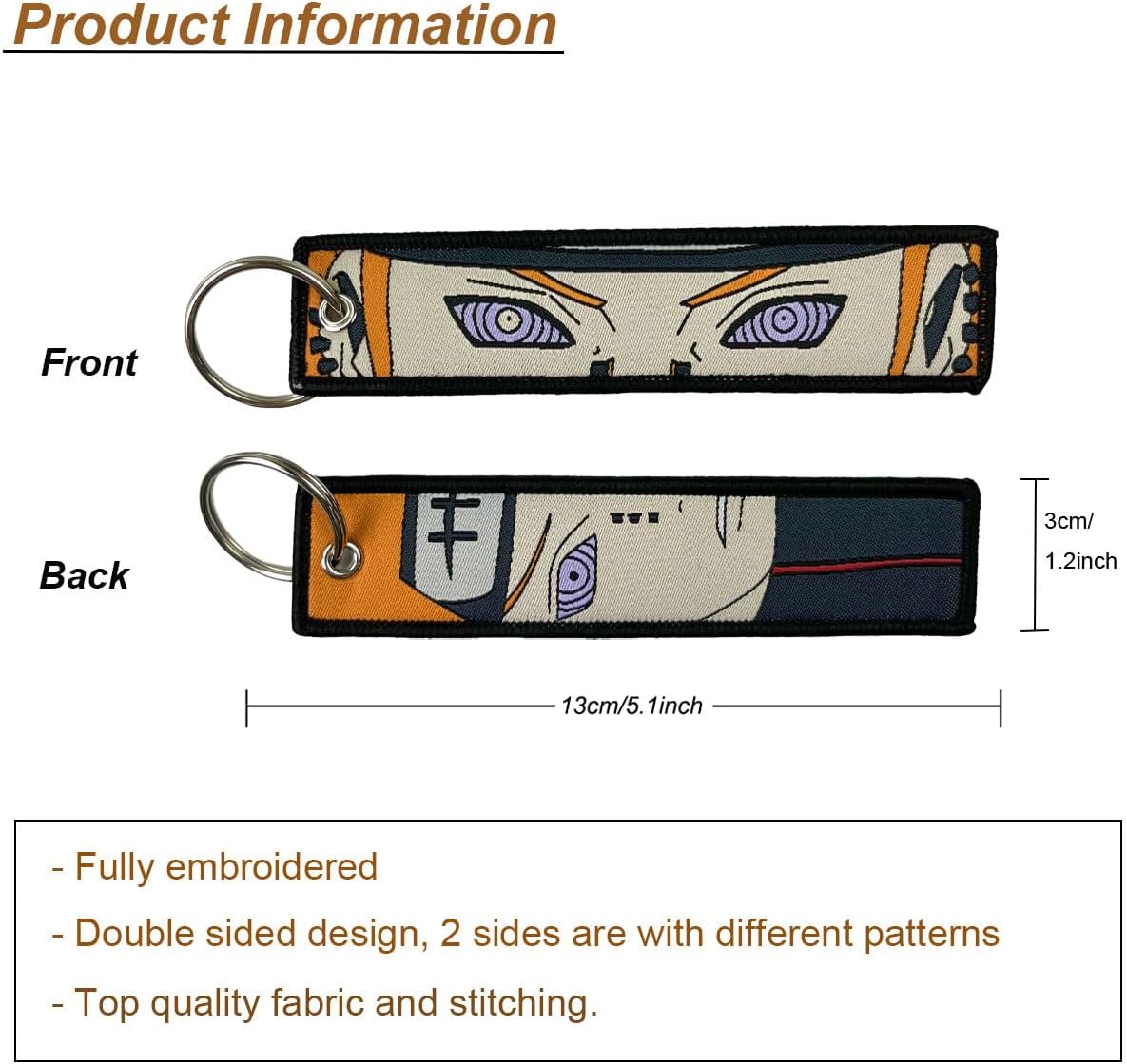 1 Pack Anime Keychians Motorcycle Key Tag Anime Jet Tag Embroidered ...