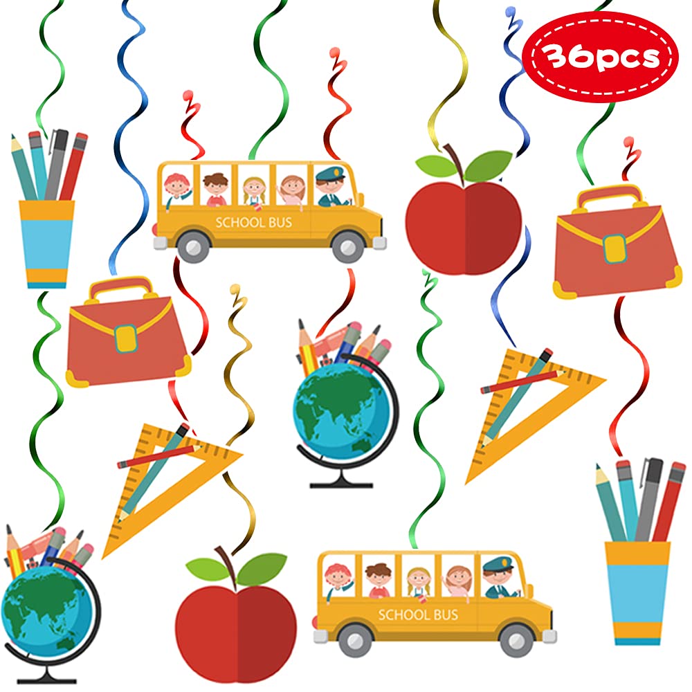 Buy 36PCS Back To School Hanging Swirls Decorations First Day Of School buy-36pcs-back-to-school-hanging-swirls-decorations-first-day-of-school