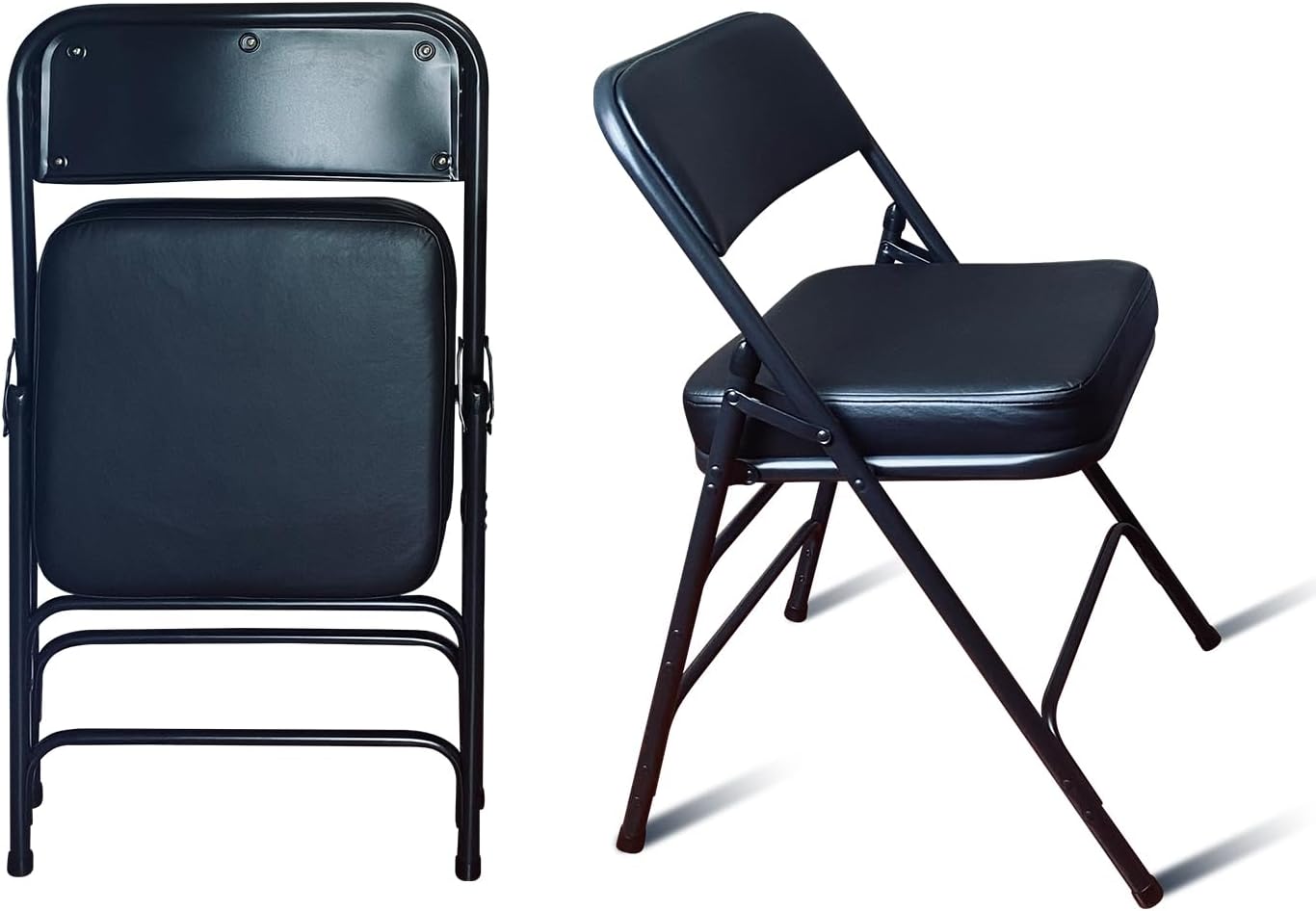 BOOSDEN Folding Chair, Set of 2, Foldable Chair, Faux Leather Fold Up ...