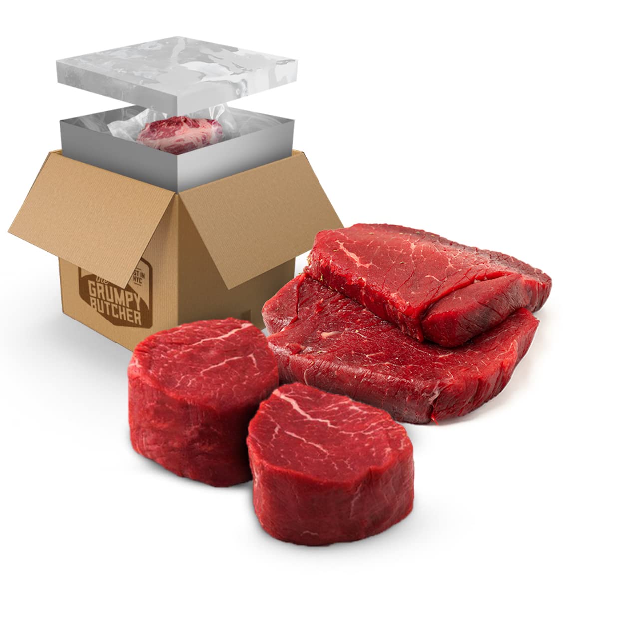 Amazon.com: Grumpy Butcher 4 Steaks Gift Set - 2 Filet Mignon (8 oz), 2 ...