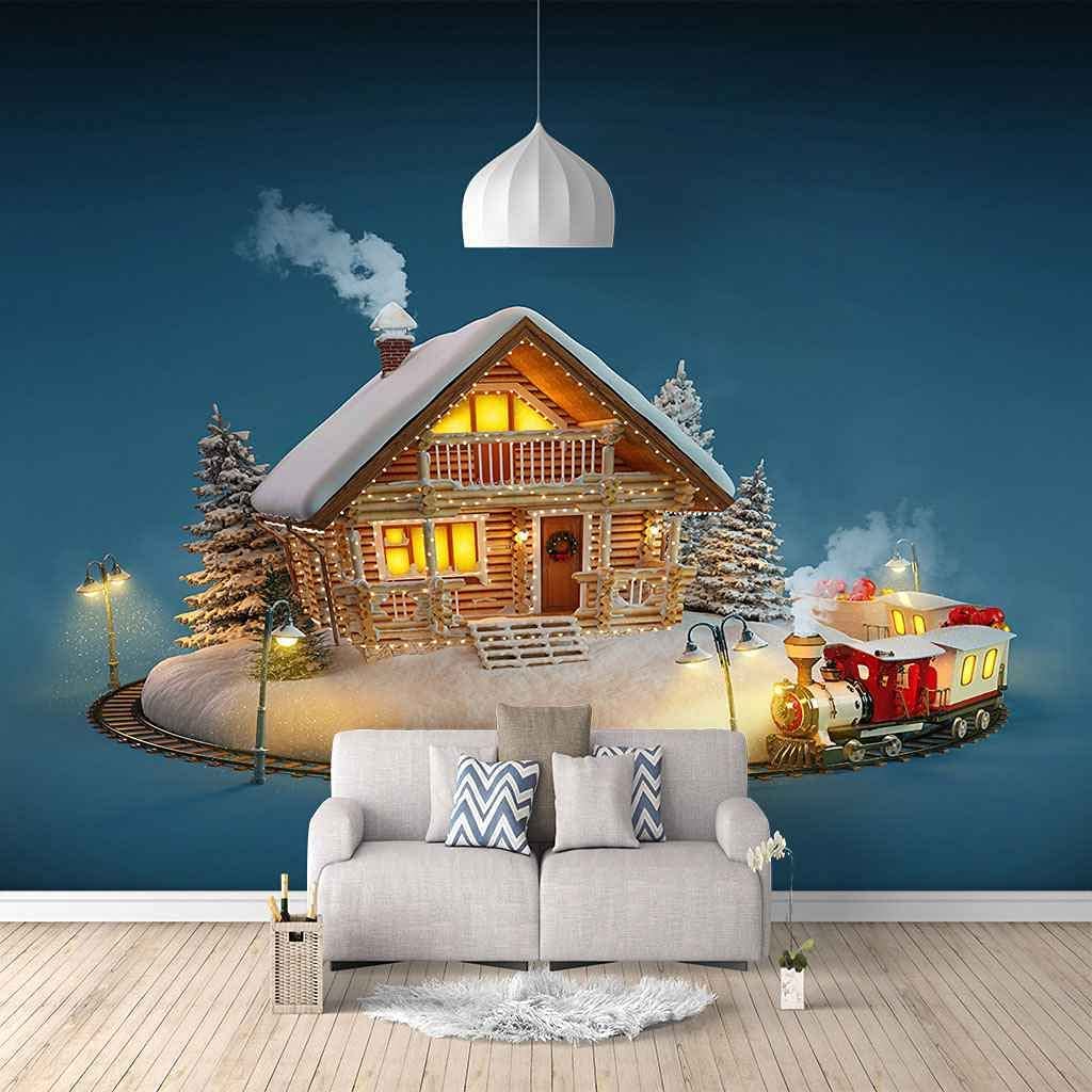 Christmas Cottage Wallpaper 3d Christmas Cabins In Dark Winter