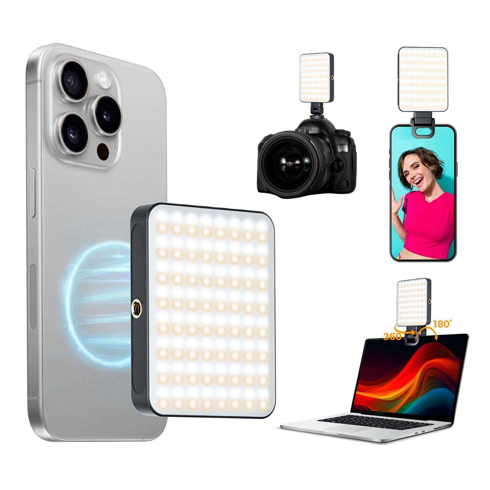 Amazon.com: Magnetic Selfie Light for Cell Phone, gliship 128 Led ...